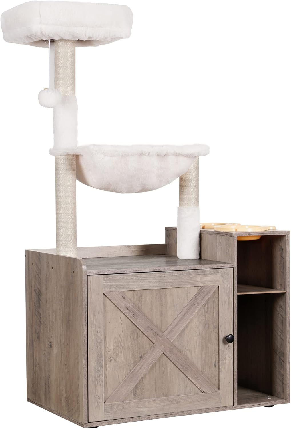 Cat Tree with XL Litter Box Enclosure, All-in-one Cat Tower for Indoor ...