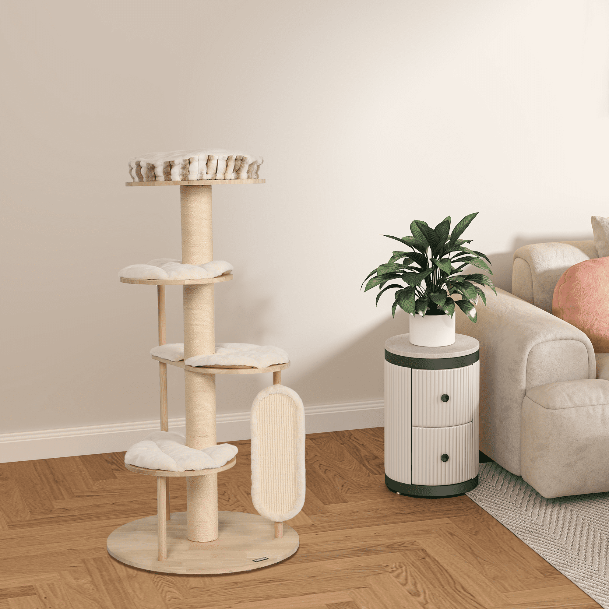Cat Tree for Indoor Cats, 5-Level Corner Cat Tree Modern Design ...
