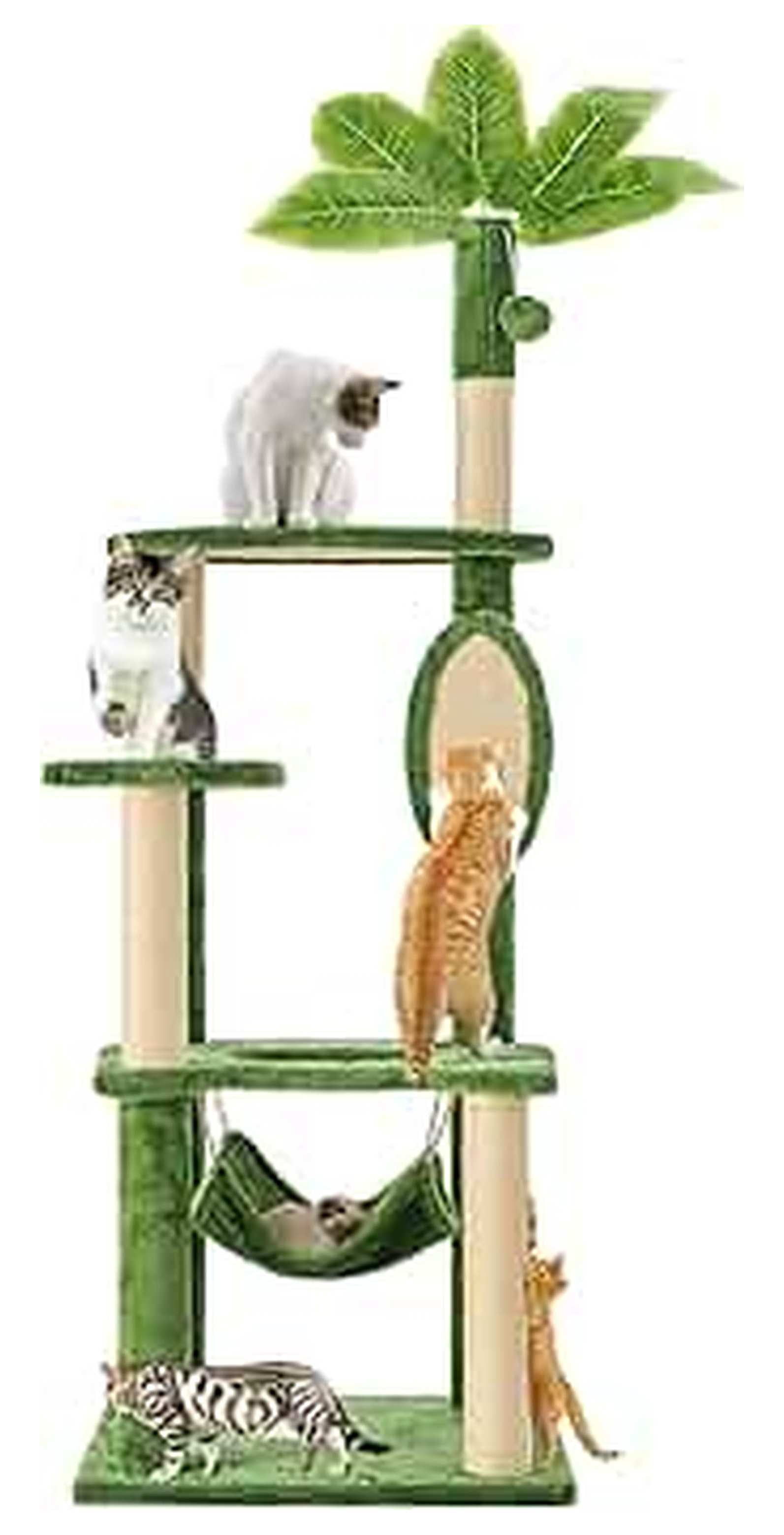 Cat Tree for Indoor Cats 55 Inch, Rotating Scratching Post Tower, 4 ...