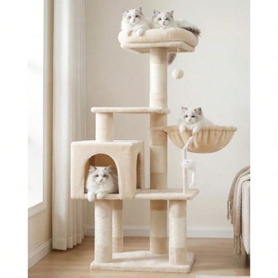 Cat Tree with Toy Cat Tower Condo for Indoor Cats Cat House with Padded ...