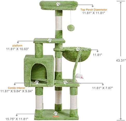 Cat Tree with Toy, Cat Tower Condo for Indoor Cats, Cat House with ...