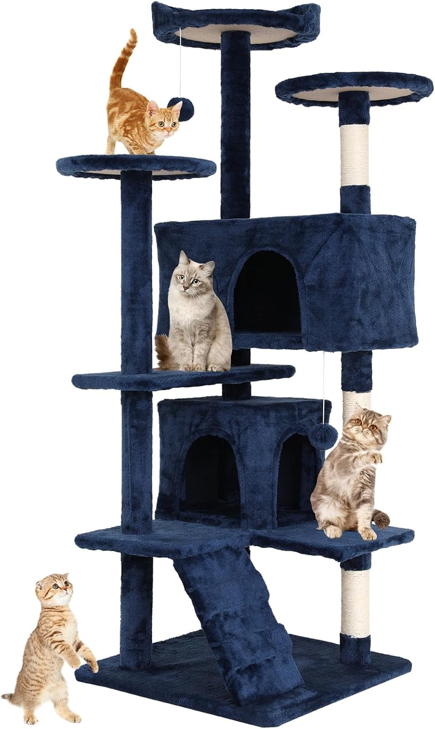 Cat Trees for Indoor Cats Tall Cat Condo with Top Perches 54in Multi ...