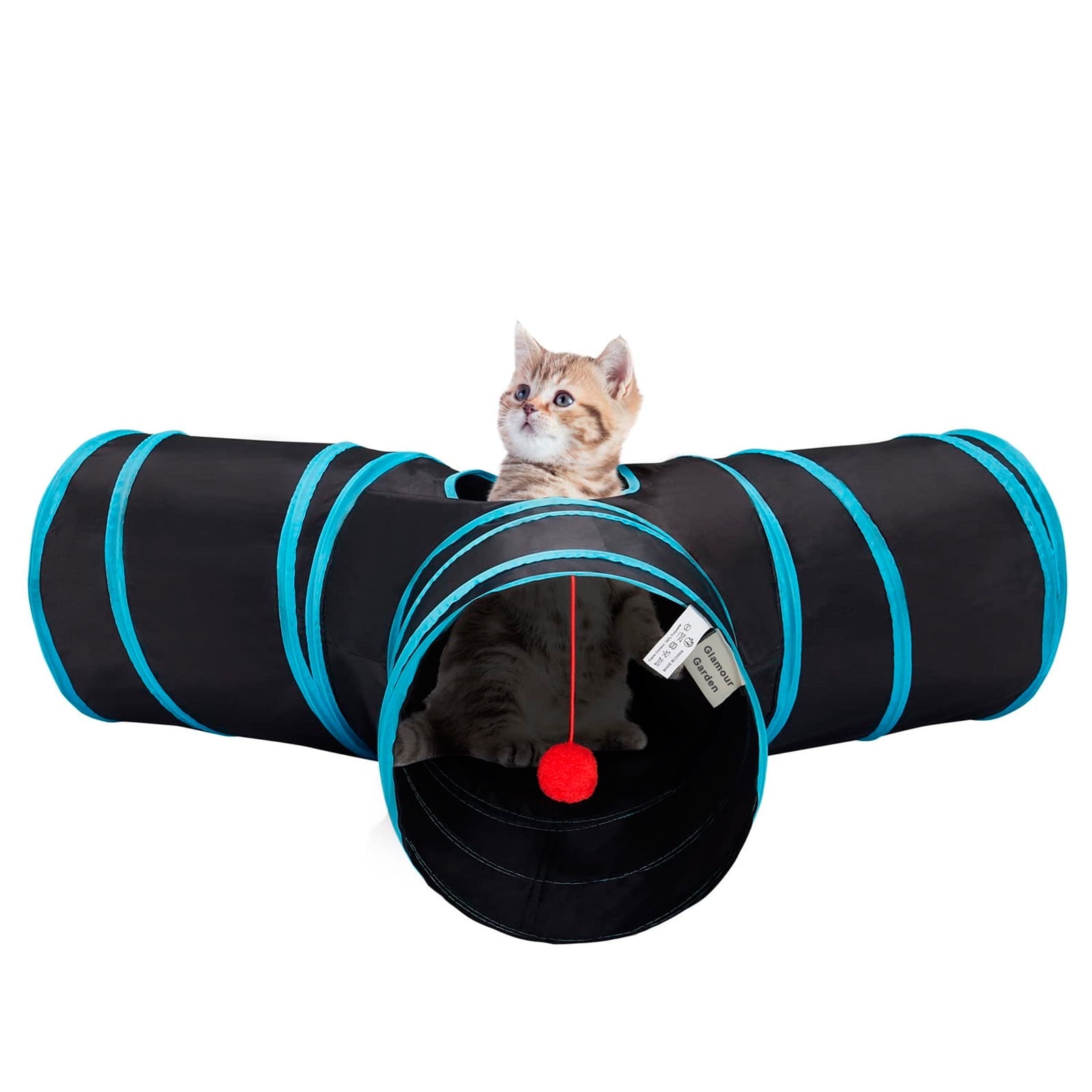 GlamourGarden Cat Tube Bunny Tunnels, Collapsible 3 Way Hideout for ...