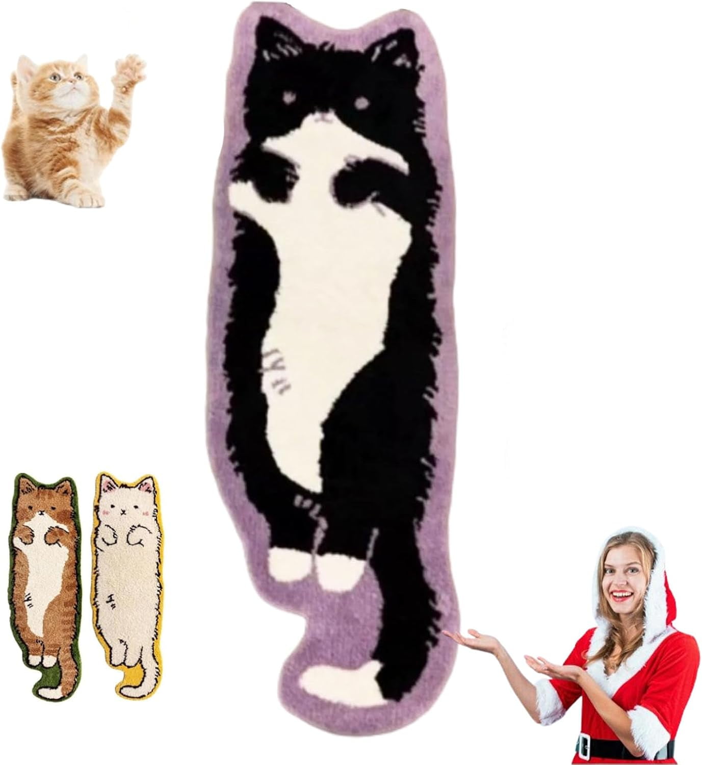 Cat Tufted Rug, Cute Cartoon Cat Shaped Rug, Irregular Shaped, Non-Slip ...