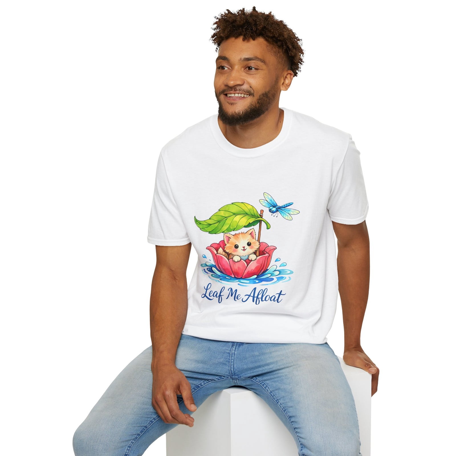 Cat Tulip Spring Garden Floral Cute Whimsical Nature Unisex Softstyle T ...