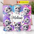 Cat Tumbler Butterfly Watercolor Add Your Own Name/Text Seamless ...
