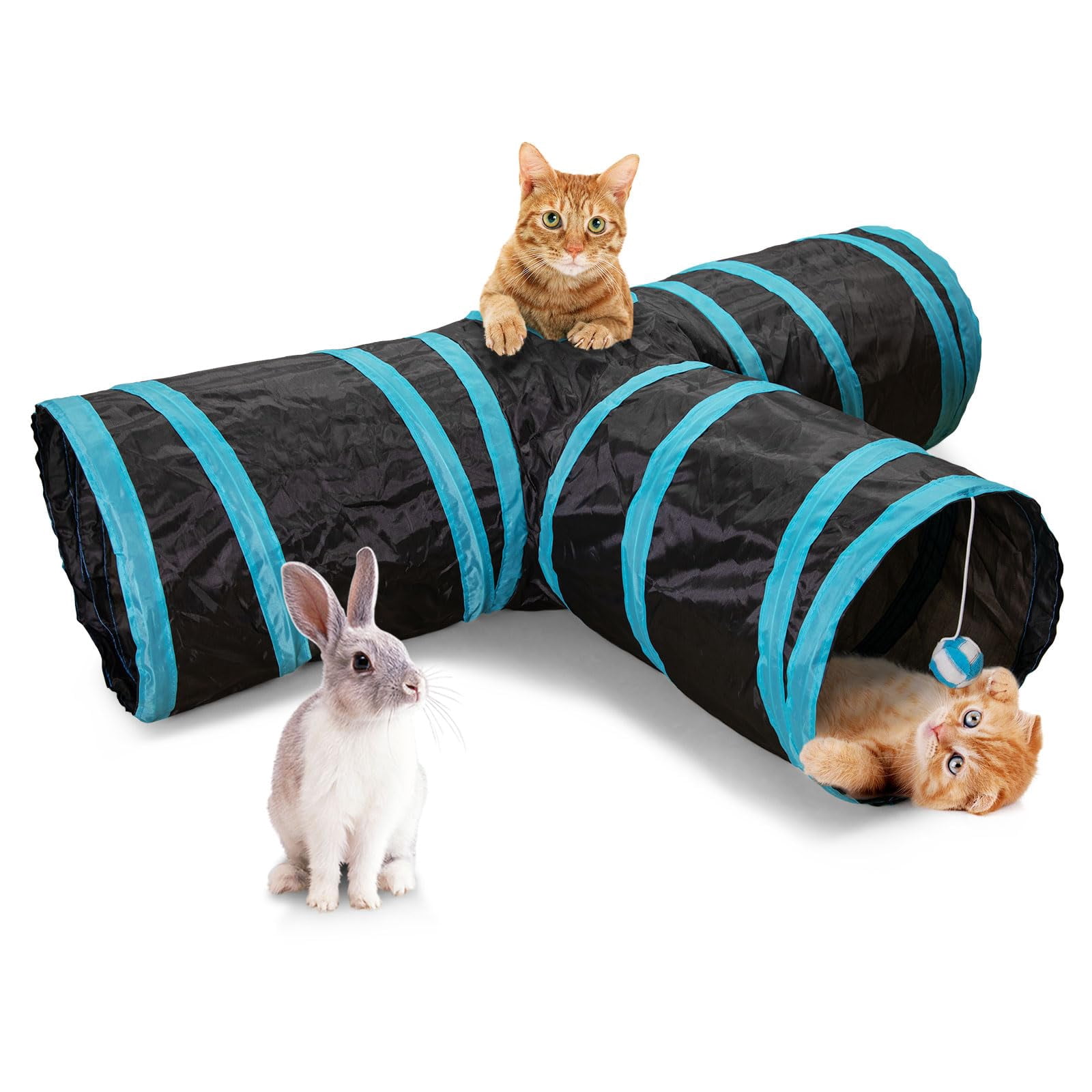 Cat Tunnel, 3 Way Cat Tunnels For Indoor Cats, Foldable Cat Tubes And ...