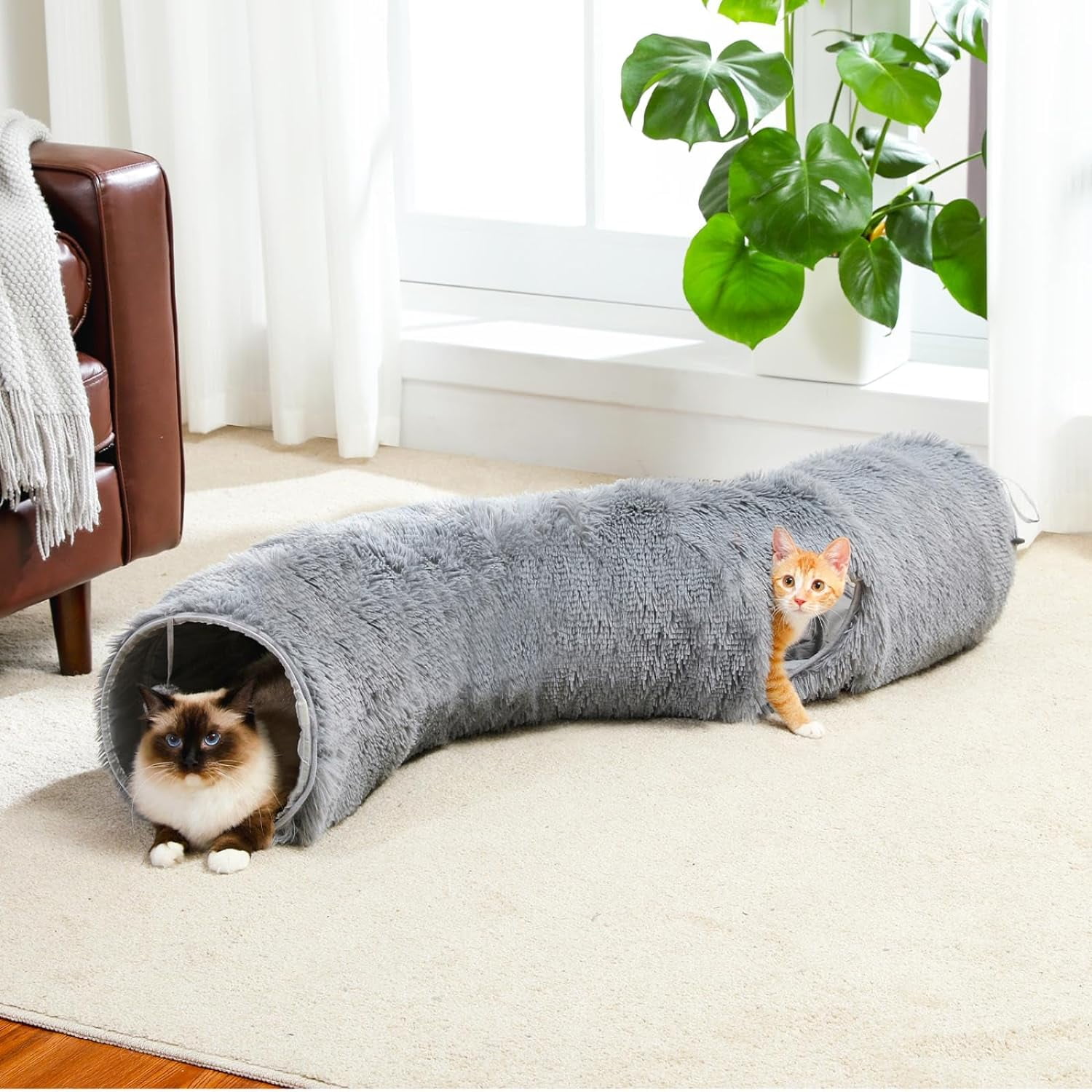 Cat Tunnel, 42.5 Inches S Shape Cat Play Tube 9.8 Inches in Diameter ...