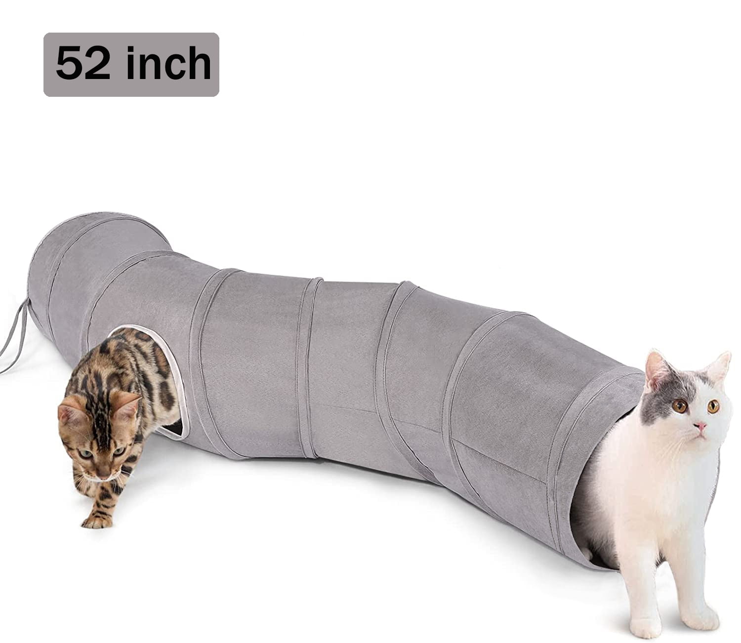 Cat Tunnel 52 inch Long S-Shape Collapsible Cat Tunnel for Indoor Cats ...