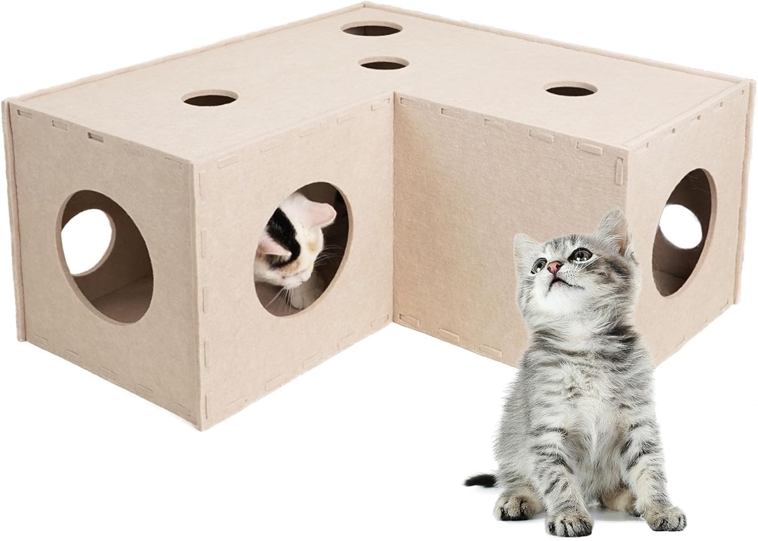 Cat Tunnel, Aberatail Cat Hideaway Tunnels for Indoor Cats, Soft Felt ...