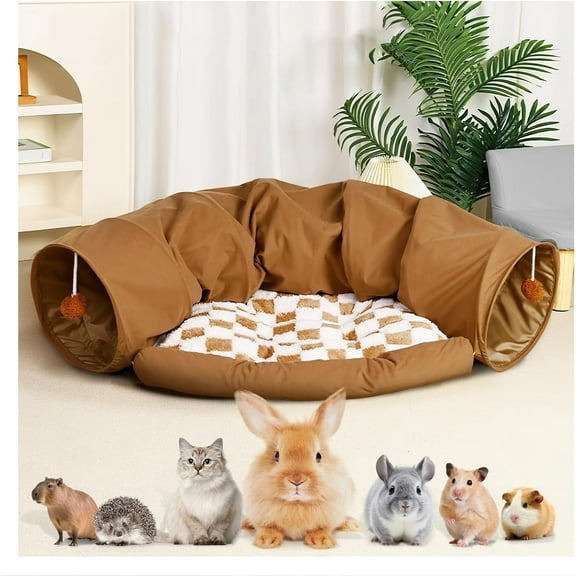 Collapsible Cat Tunnel Suede Fabric Puppy Rabbit Play Chase Hide Tunnel ...