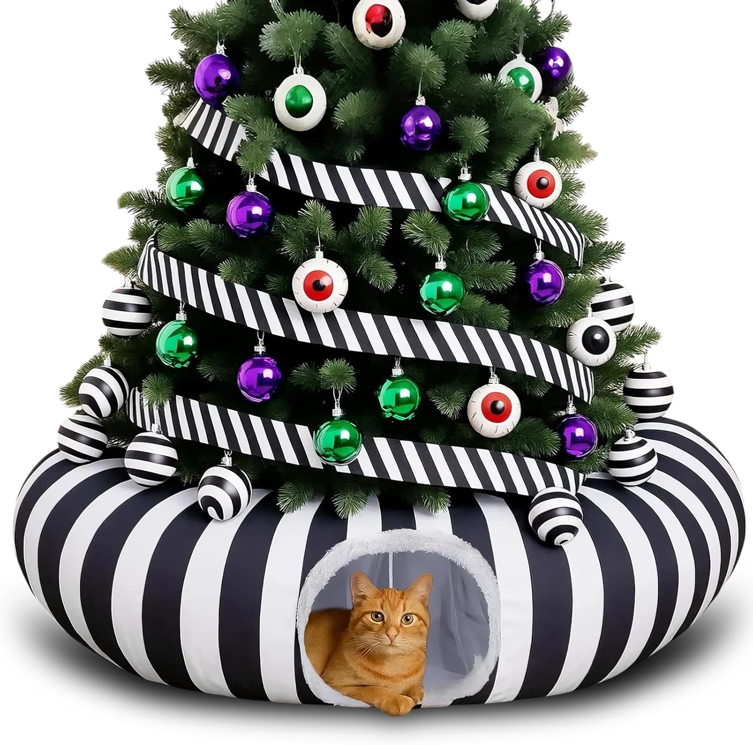 Cat Tunnel Bed Under Halloween Tree Sandworm Kitten Donut Tunnel with ...