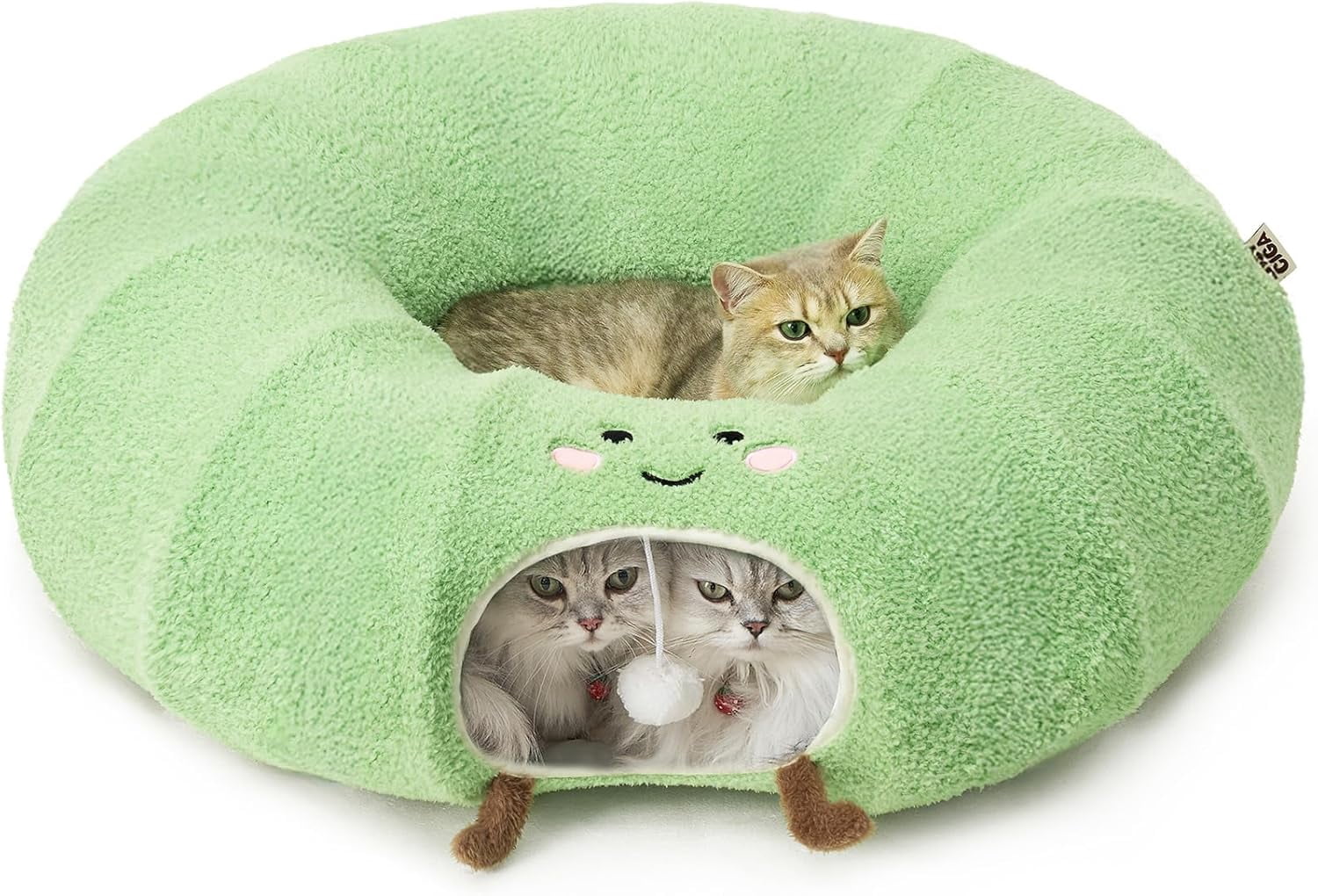 Cat Tunnel Bed for Indoor Cats, Cute Cat Donut Toy Tunnel for Small ...