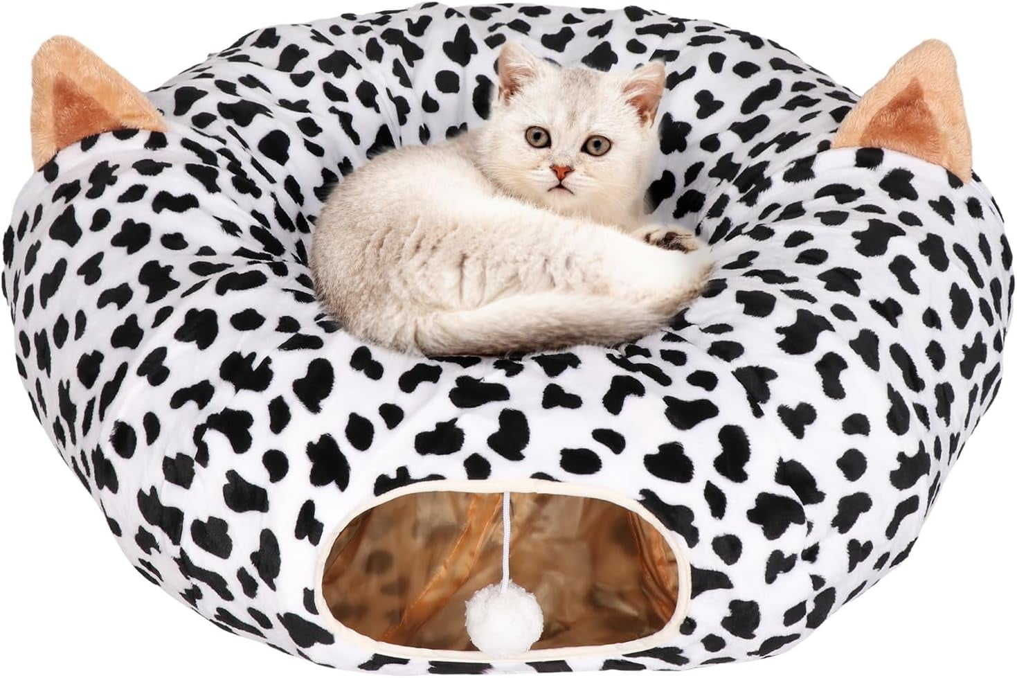 Cat Tunnel Bed for Indoor Cats - Extra Large Round Cat Tube Donut ...