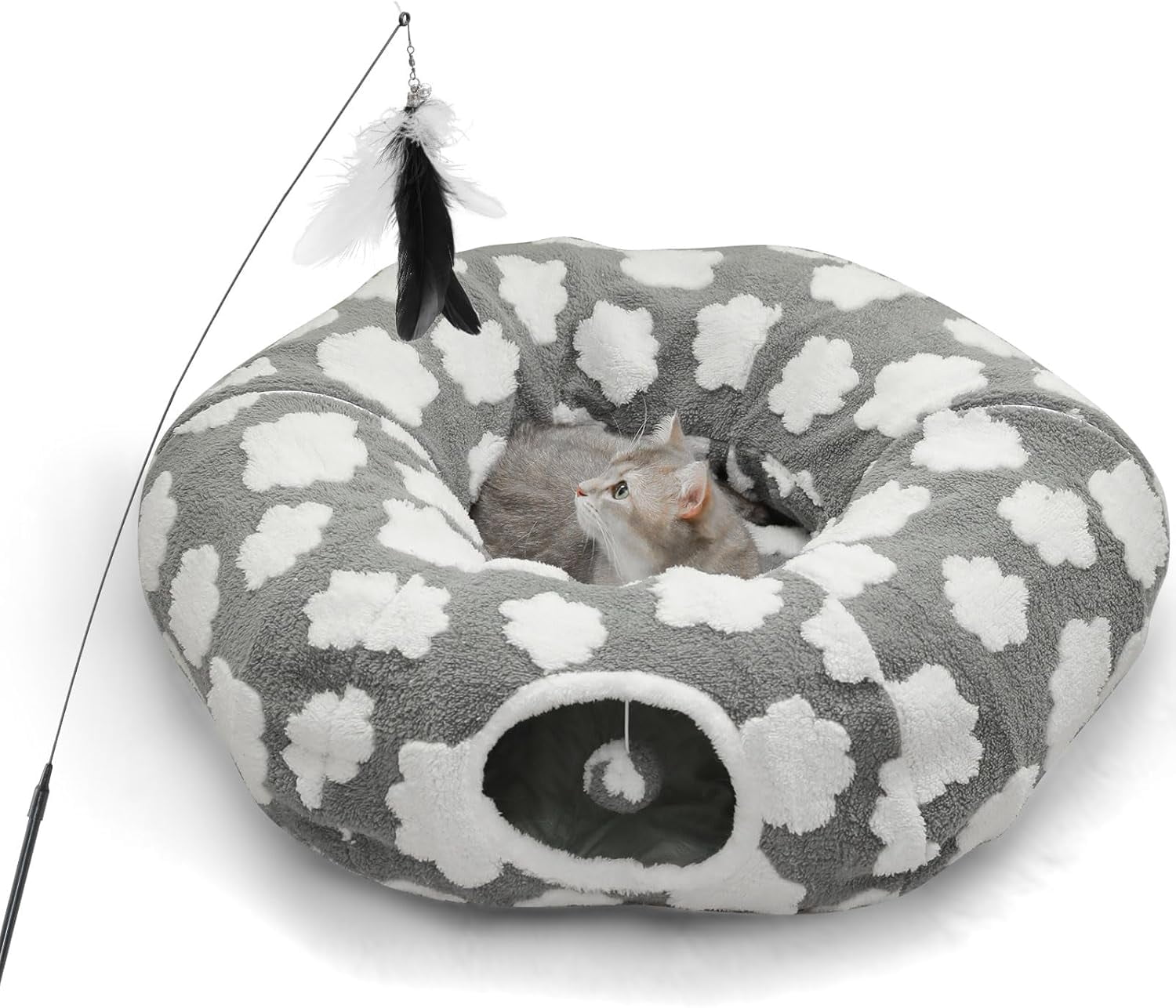 Cat Tunnel Bed for Indoor Cats,Soft Plush Peekaboo Cat Donut Tunnel ...