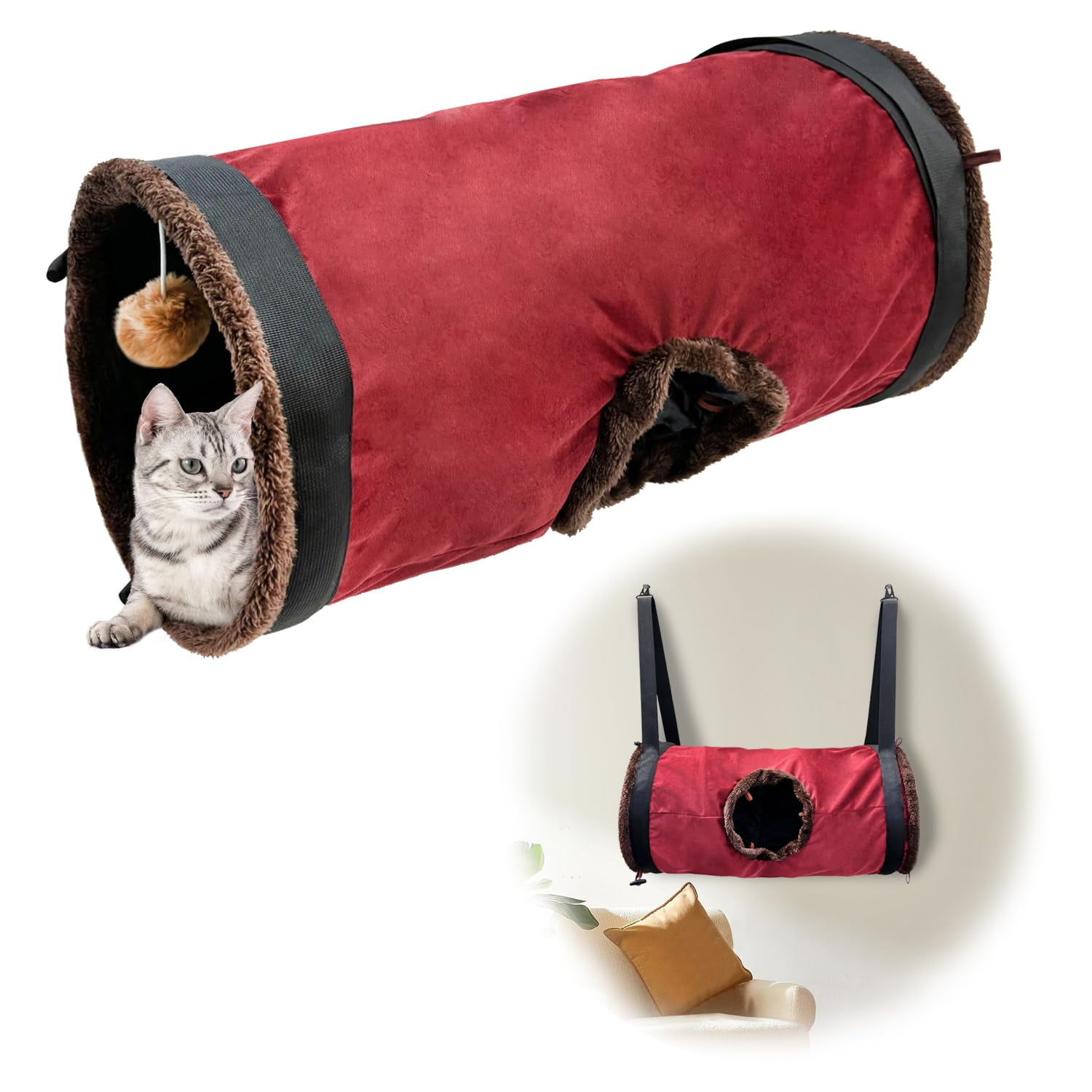 Cat Tunnel, Hangable Cat Tube, Indoor Cat Toy, Collapsible Cat Play ...