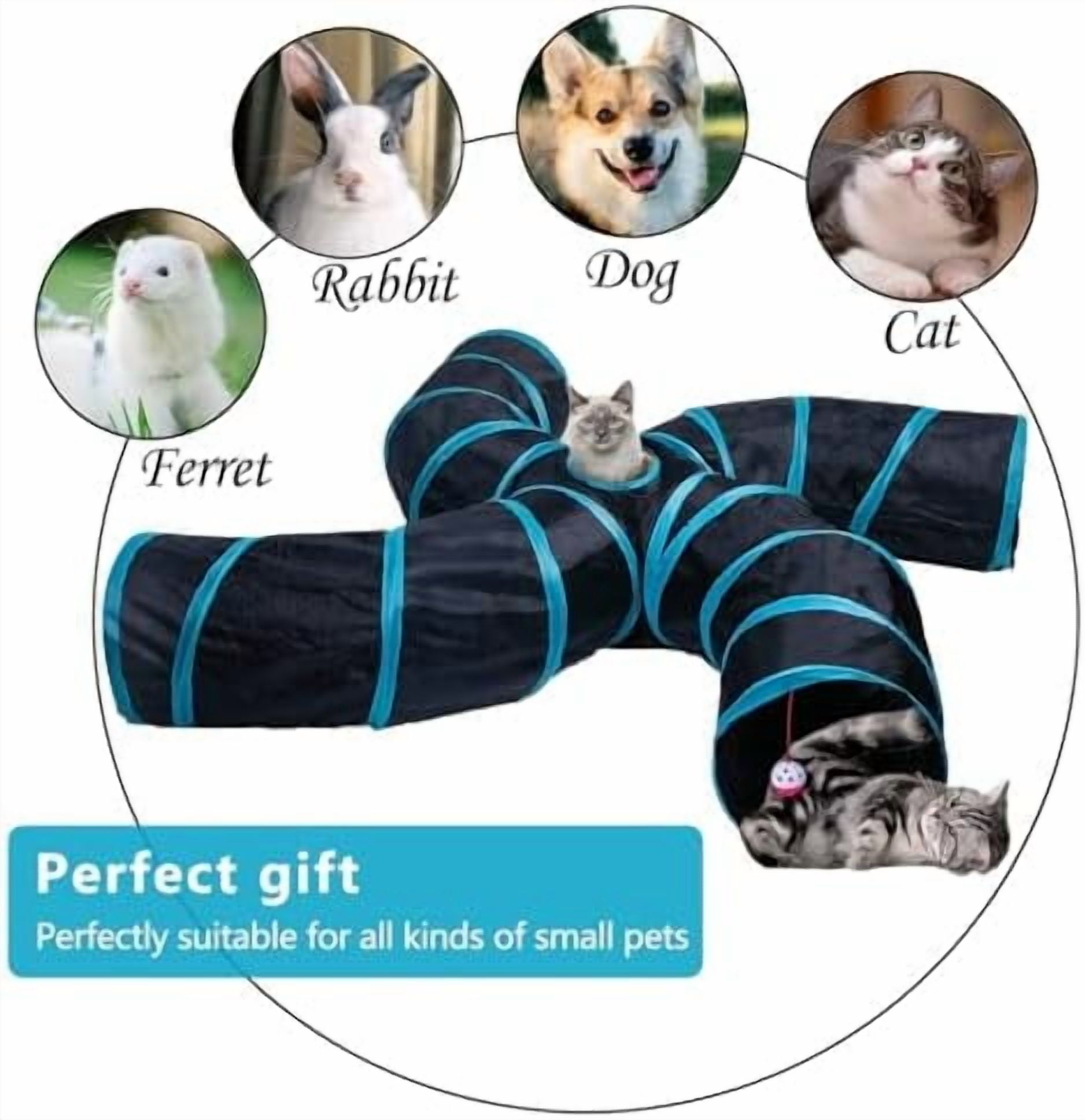 Cat Tunnel for Indoor Cats Large, with Play Ball S-Shape 4 Way ...