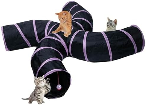 Cat Tunnel for Indoor Cats Large, with Play Ball S-Shape 4 Way ...