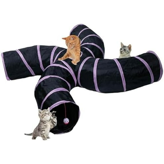 Cat Tunnel for Indoor Cats Large, with Play Ball S-Shape 4 Way ...