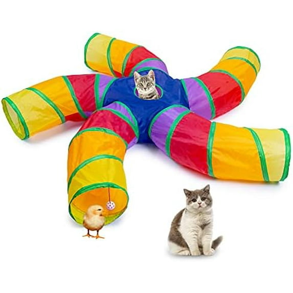 Cat Tunnel for Indoor Cats Large, with Play Ball S-Shape 5 Way ...
