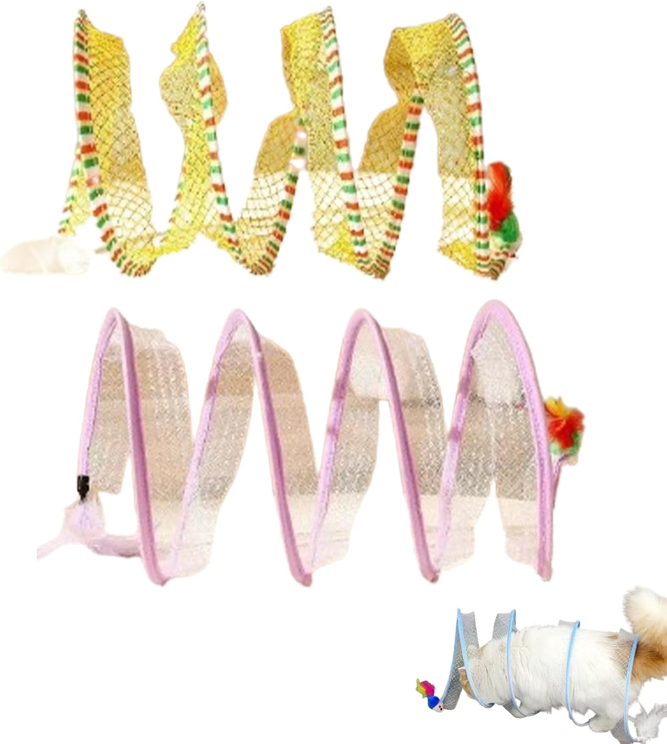 Cat Tunnel Spring Toy,Decompression Interactive Self-Play Cat Hunting ...