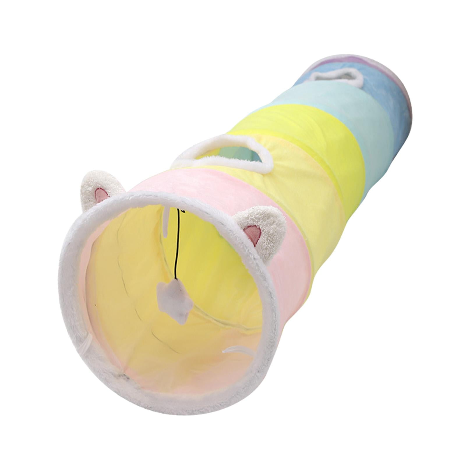 Cat Tunnel Straight Shaped Agility Trainer Cat Passage with Plush Toy ...