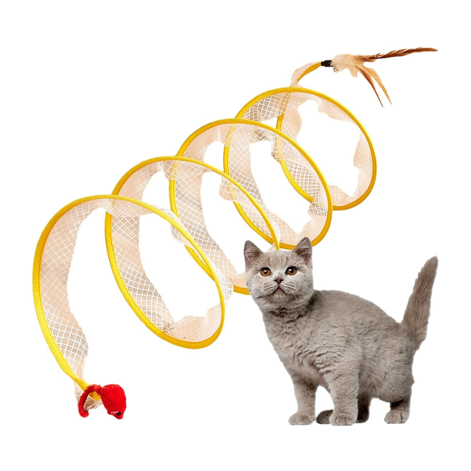 EHJRE Collapsible Kitty Run Tube, Interactive Spiral Spring Tunnel ...