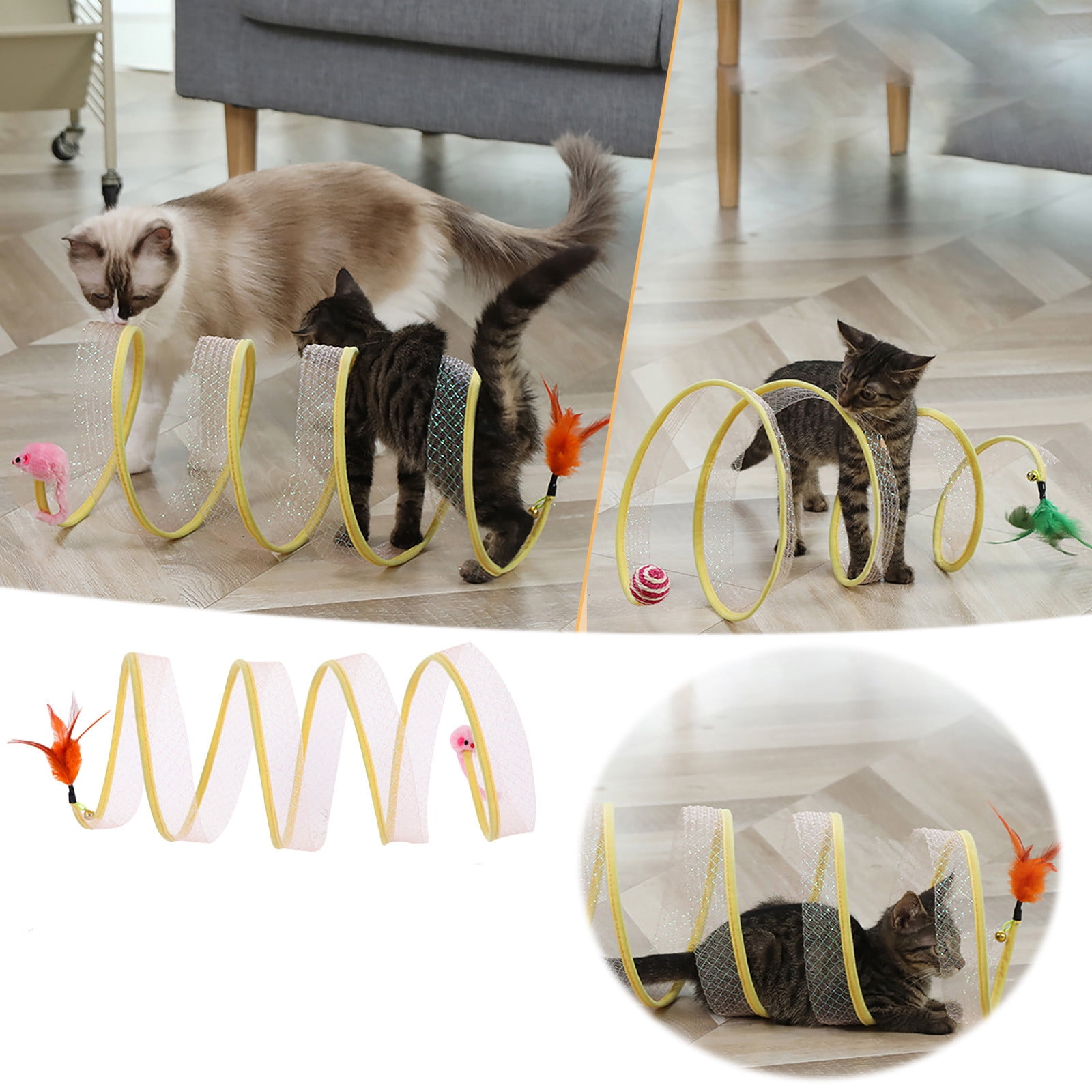 Cat Tunnel Toy S-Type Foldable Channel | Elastic Mesh Tunnel With Mouse ...