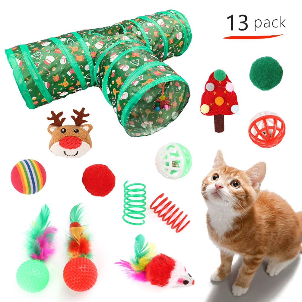 Cat Tunnel Tube with Cat Toys, Cat Tunnels for Indoor Cats, Foldable ...