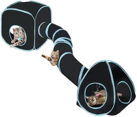 Cat Tunnels for Indoor Cats with Cube Tent, Interactive Collapsible Cat ...