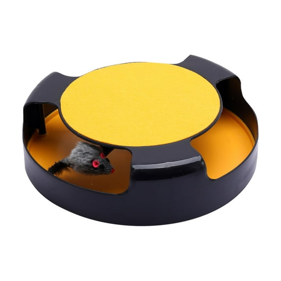 Cat Turntable Toy - Interactive Yellow Mouse Spinning Toy With Black ...