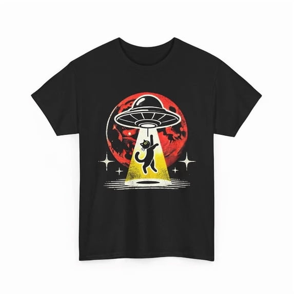 Cat & Ufo Alien T-Shirt S-5XL, Cat Alien Abduction Shirt| Cat Shirt ...