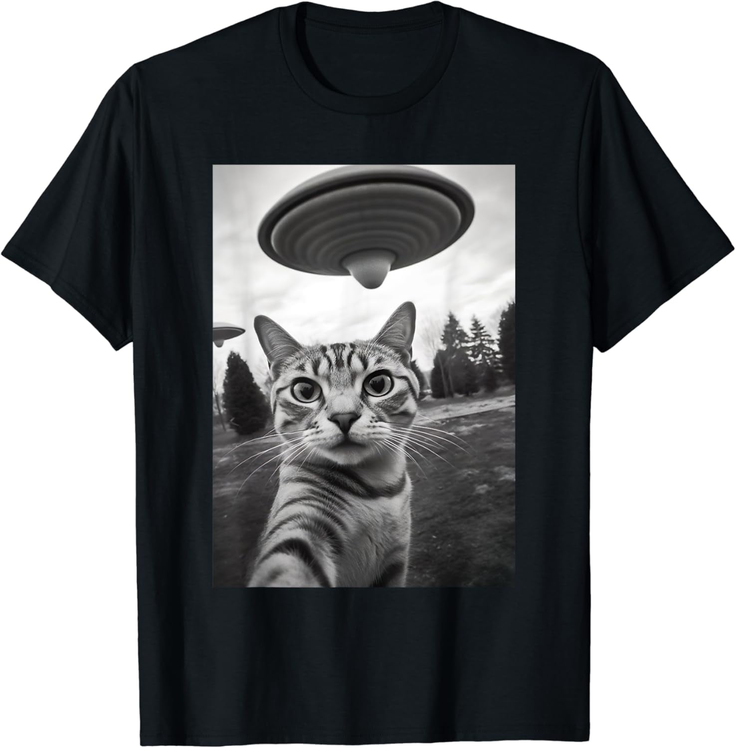 Cat Ufo Selfie Alien Ufo Funny Cat Selfie With Ufos T-Shirt - Walmart.com