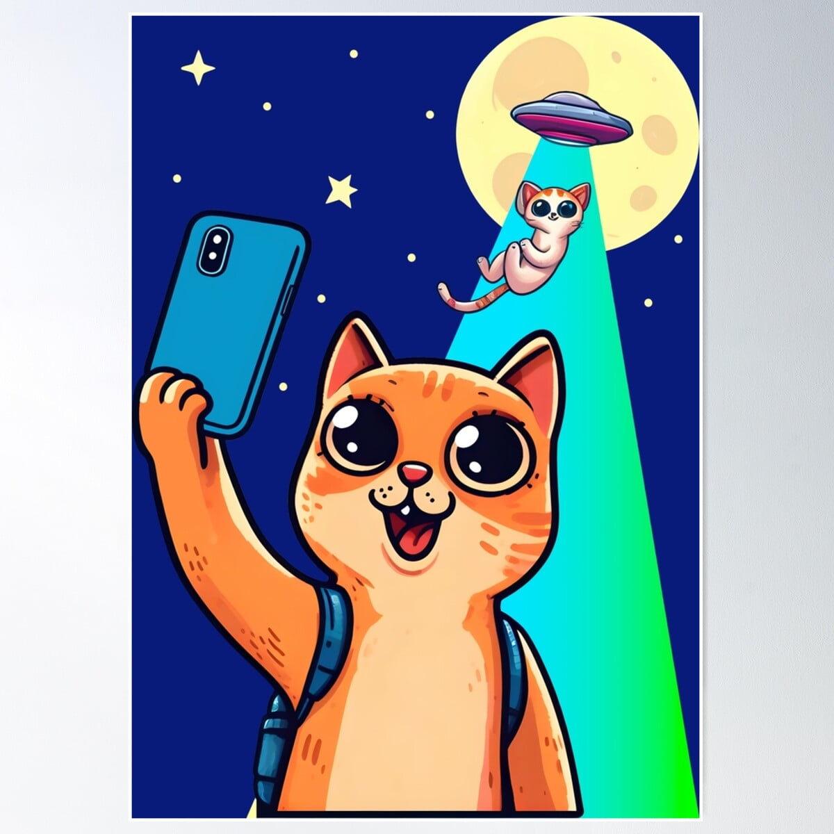 Cat Ufo Selfie, Cat And Uo, Cat Selfie, Kitten, Kitty, Funny Cat Poster ...