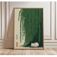 Cat Under Willow Tree Wall Art, Japanese Style Print, Green Nature ...