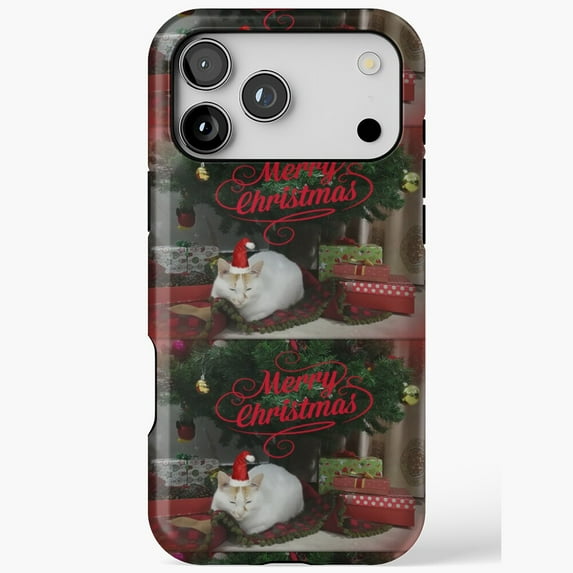 Cat Under Xmas Tree Protective Case for iPhone 11 12 13 14 15 16 17 Pro ...