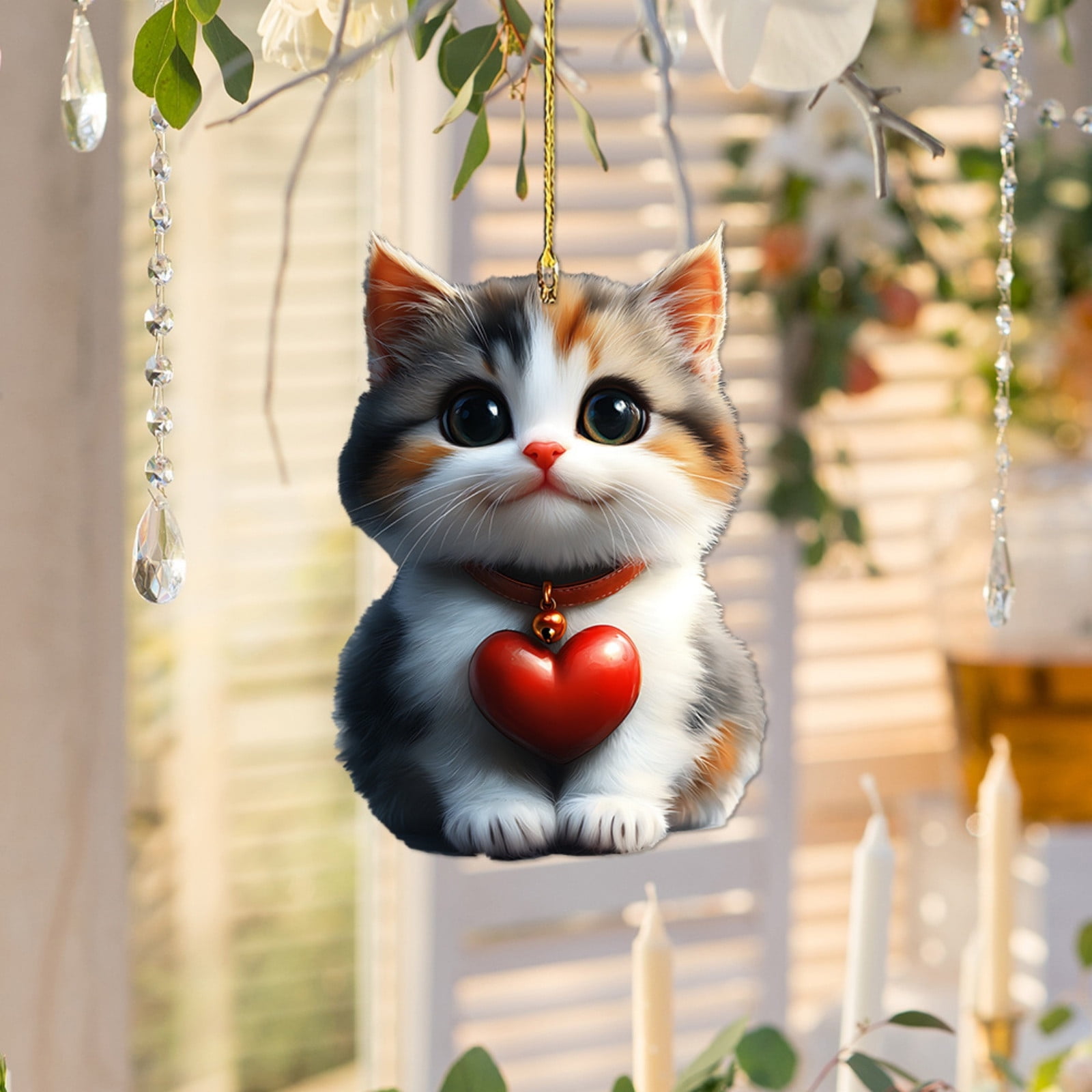 Cat Valentine'S Day Acrylic Decorative Key Chain Pendant Car Hanging ...