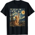 Cat Van Gogh Style Starry Night Art Funny Graphic T-Shirt - Walmart.com