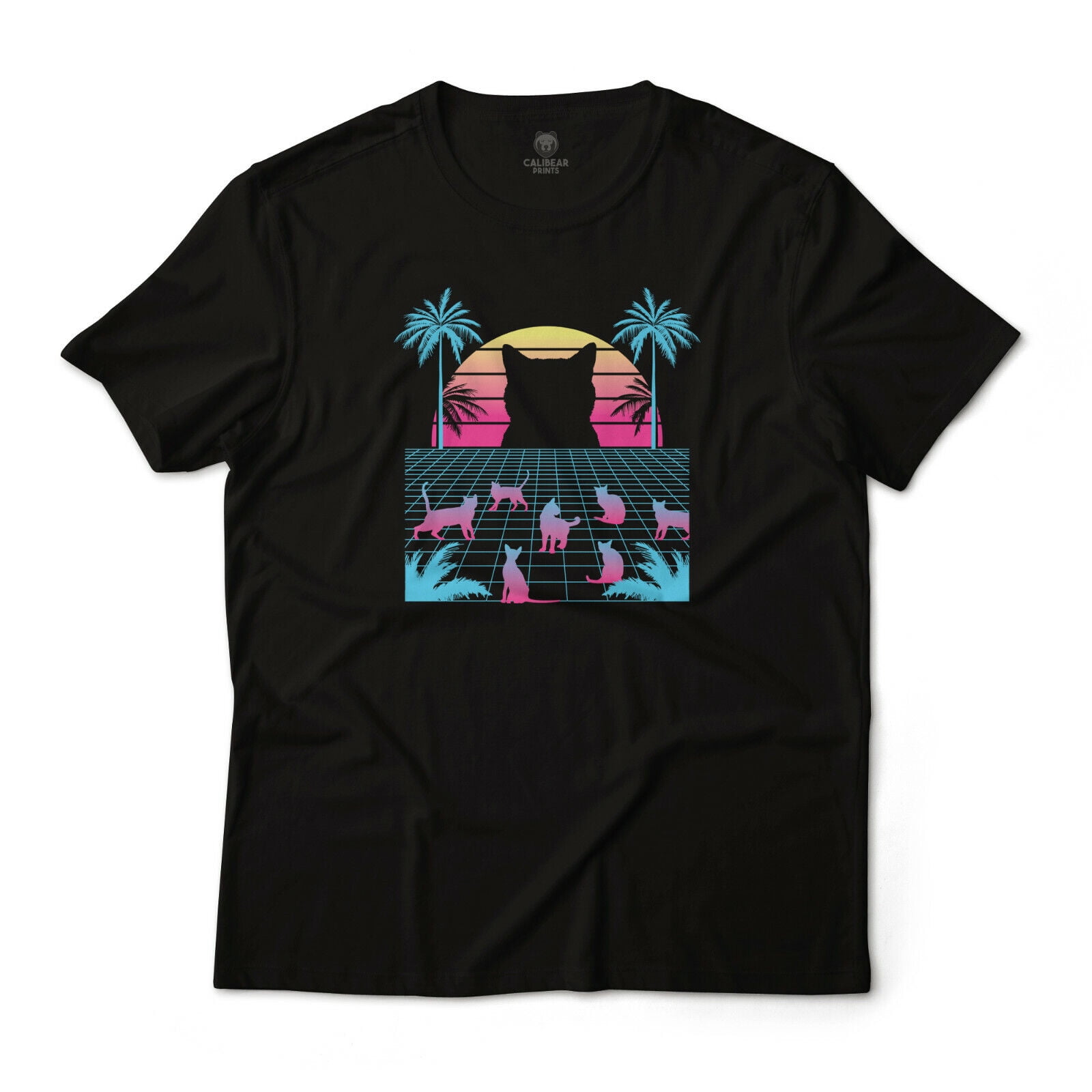 Cat Vaporwave Synthwave Retro Electronic Style Funny Graphic Art Unisex Tee - Walmart.com