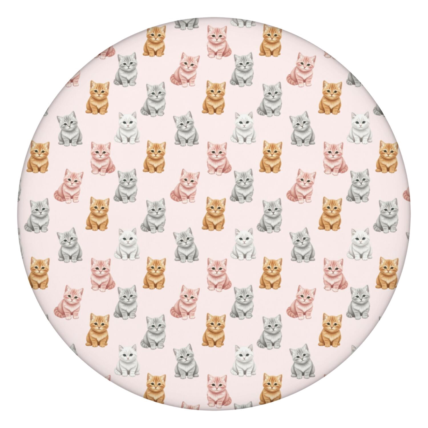 Cat Variety Color Pink Pattern Round Elastic Tablecloth, 36-44 Inch ...