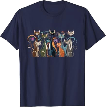 Cat Vintage Retro Mid-Century Modern Look Cats 50s 60s Style T-Shirt ...