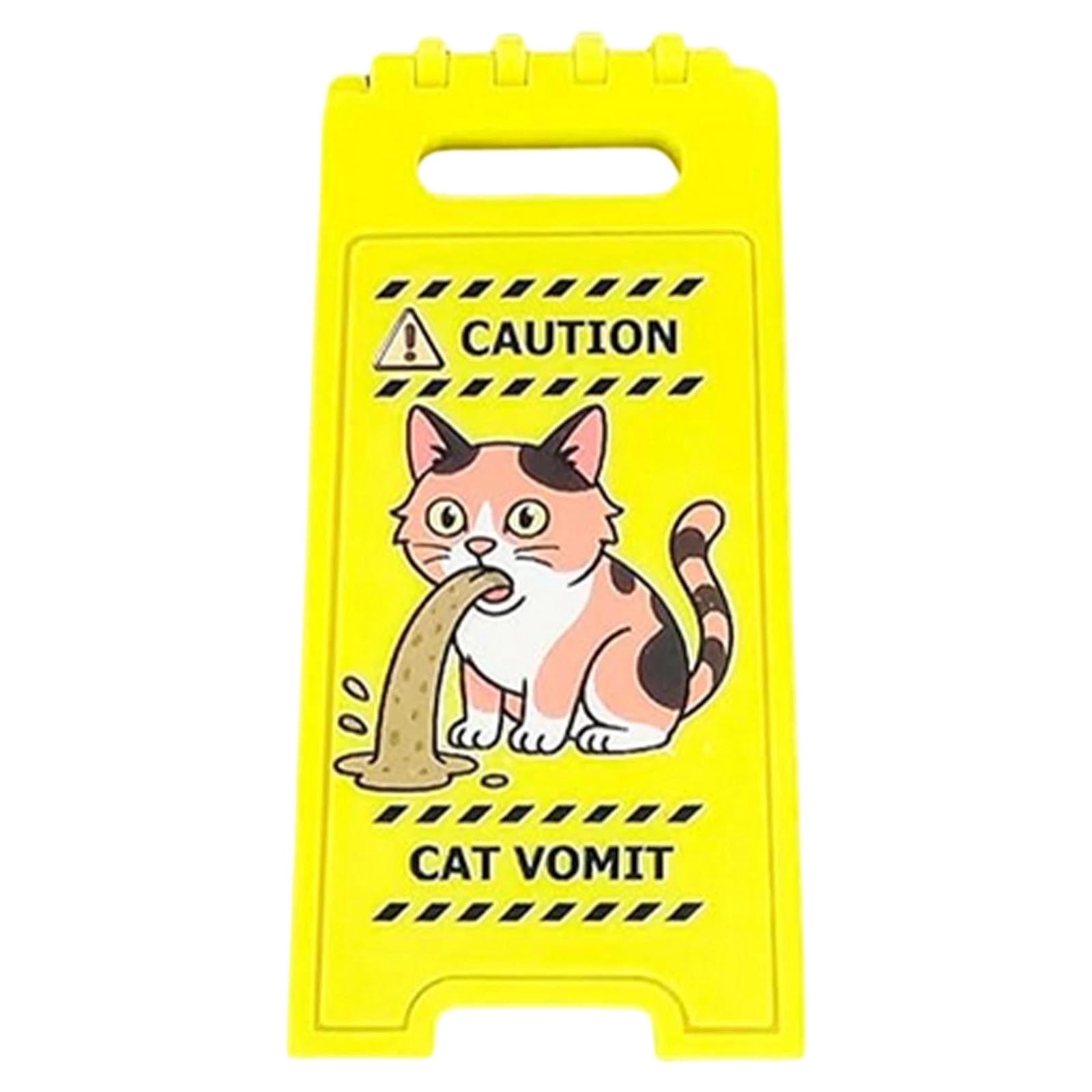 Cat Vomit Caution Sign, Funny Cat Sign Decor, Cat Lover's Funny ...