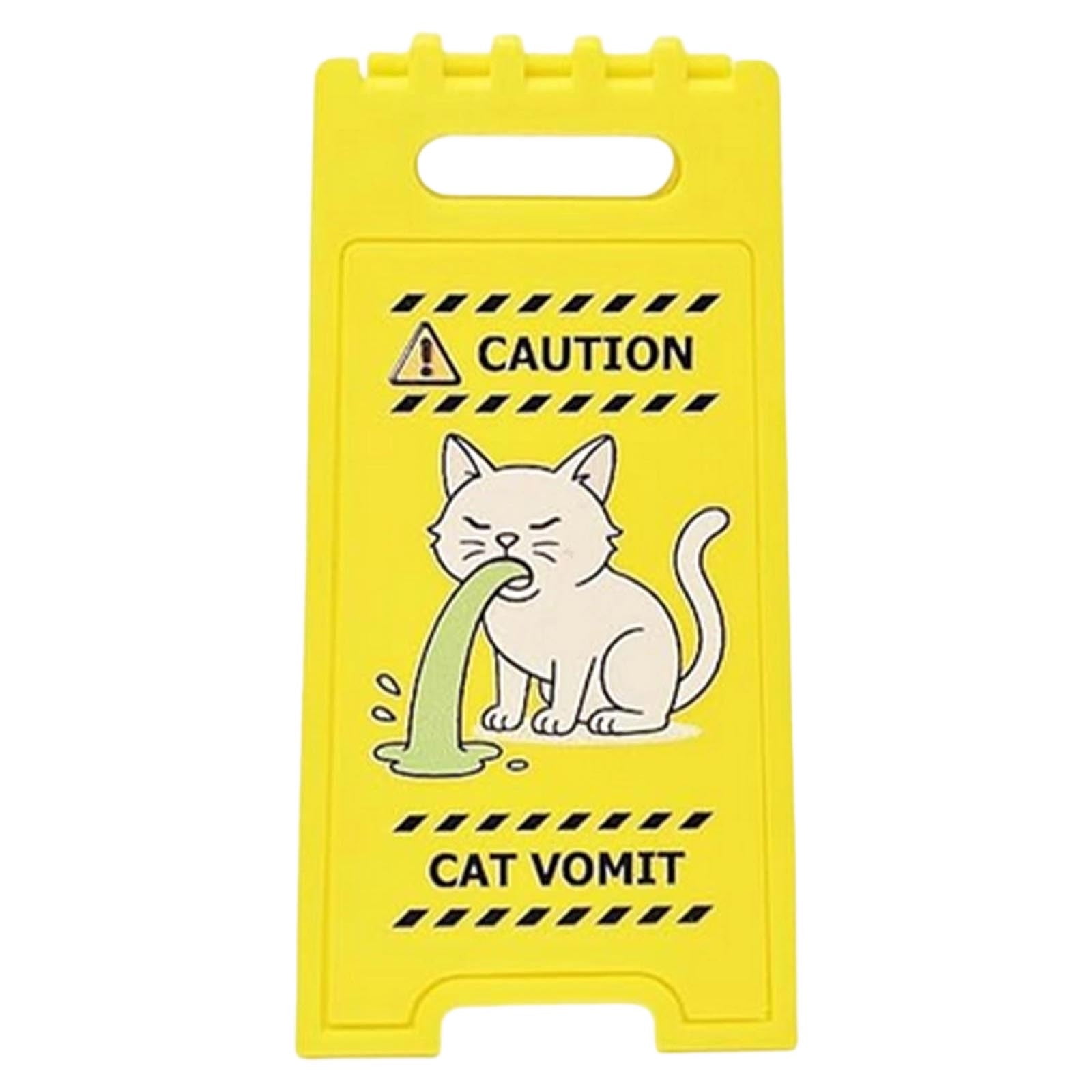 Cat Vomit Caution Sign, Funny Cat Sign Decor, Cat Lover's Funny ...