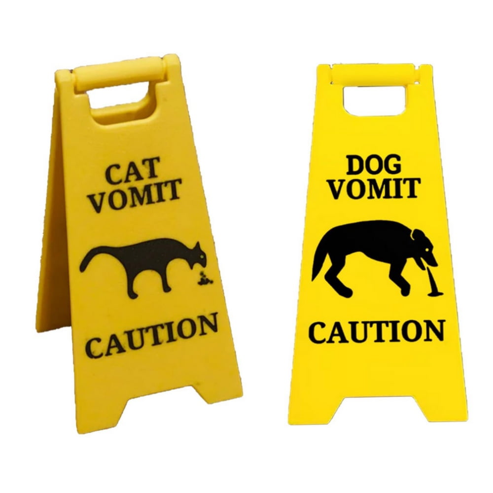 Cat Vomit Sign, 2.3"+ 4" Dogs Vomit Sign, Cat Warning Sign Decoration, Cat Decor Funny Gag, Cat ...