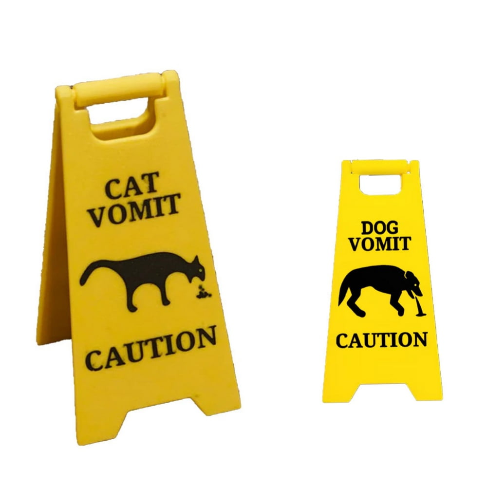 Cat Vomit Sign, 2.3"+ 4" Cat Vomit Wet Floor Sign, 3D Printed Cat Dog ...