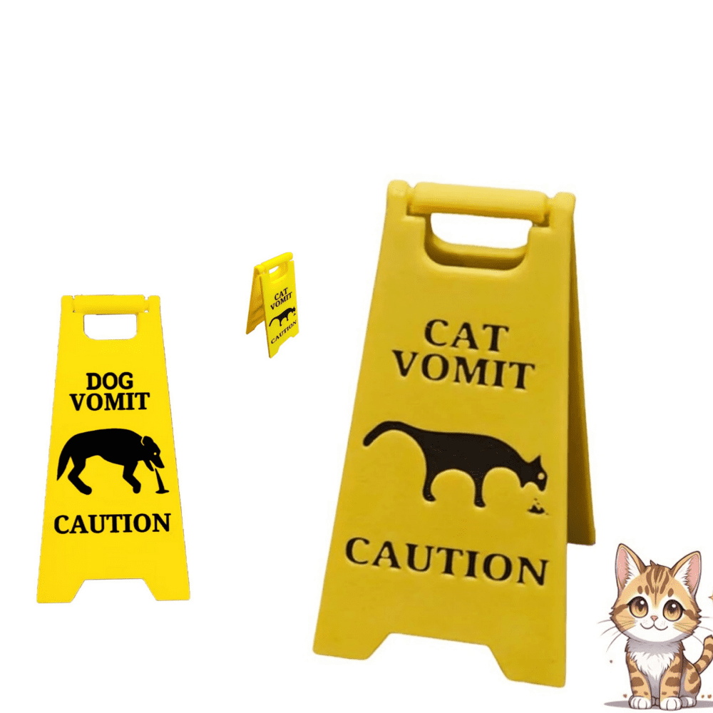 Cat Vomit Sign - 3D Printed Cat Vomit Caution & Warning Sign, Funny Cat ...