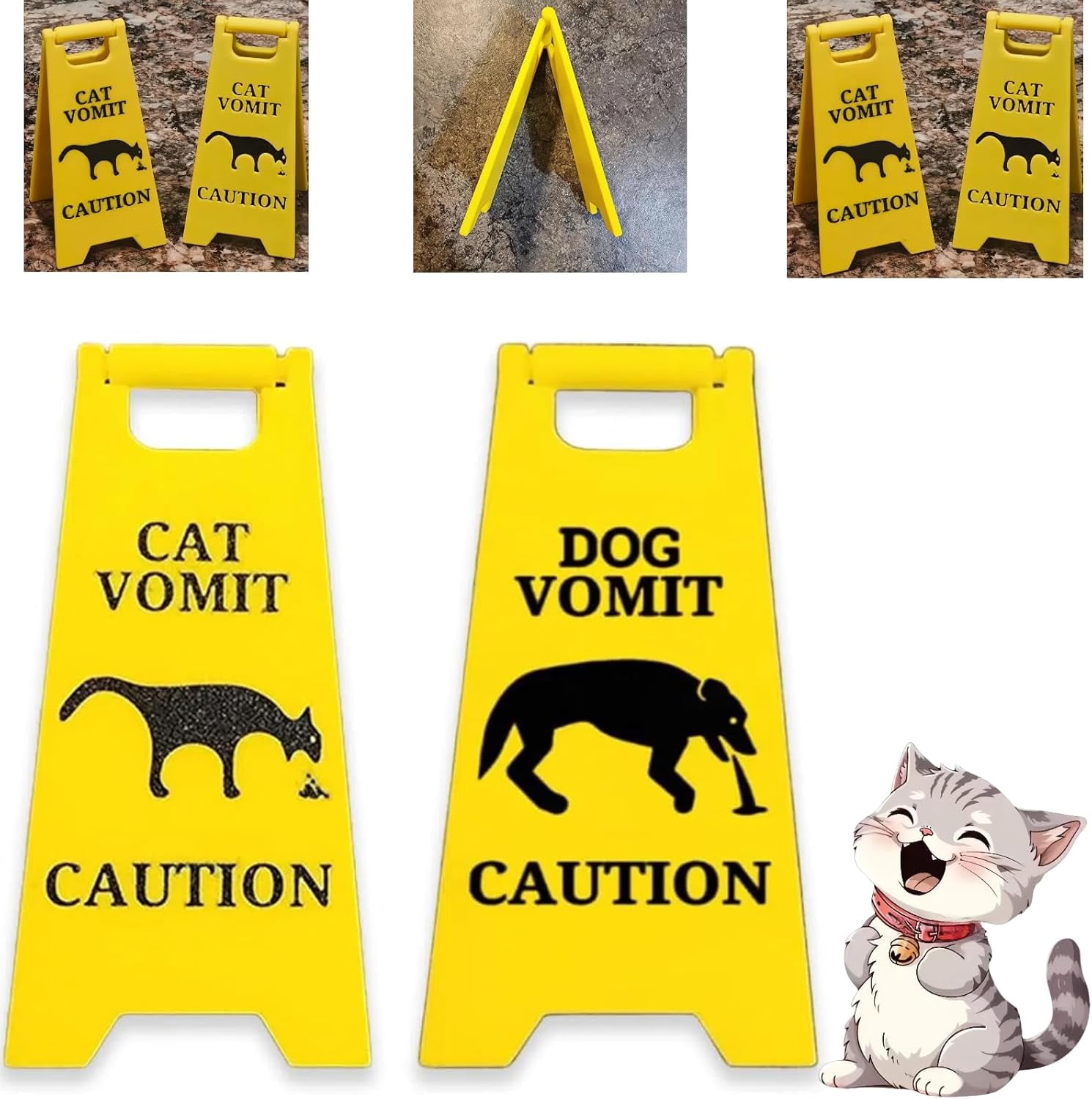 Cat Vomit Sign, 4-inch 3D Printed Warning Sign for Cat Vomit, Funny Wet ...