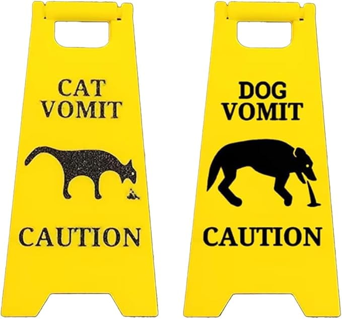 Cat Vomit Sign, Dog Vomit Sign, 3D Printed Caution Vomit Sign, 4 inch ...