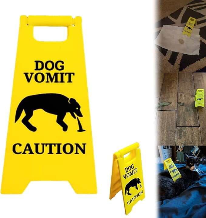 Cat Vomit Sign, Dog Vomit Sign, Funny Gag Cat Dog Vomit Warning Sign, 2 ...