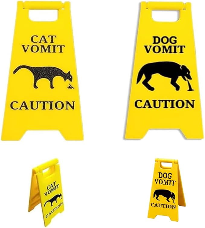Cat Vomit Sign, Cat Vomit Sign and Dog Vomit Sign, Funny Prank Sign for ...